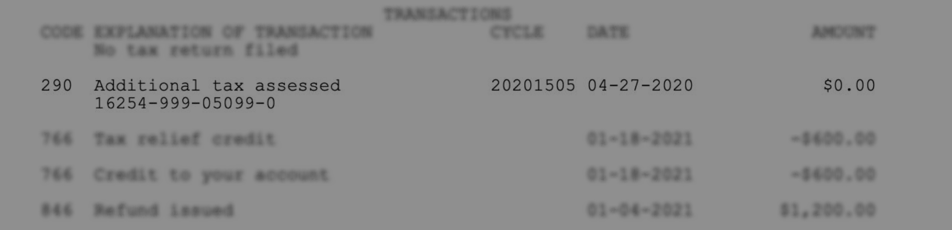 IRS Code 290: What does It Mean on IRS Transcript?